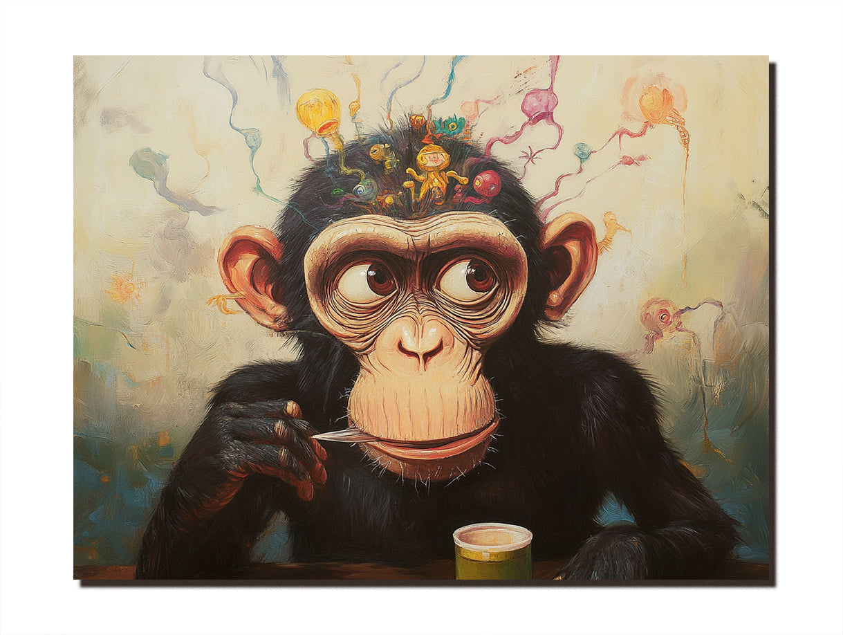 Whimsical Primate Oil Painting - Unique Modern Wall Art for Creative ...